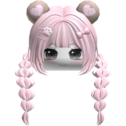 Telinga Beruang Patch Jantung Kuncir Rambut dengan Wajah - Roblox