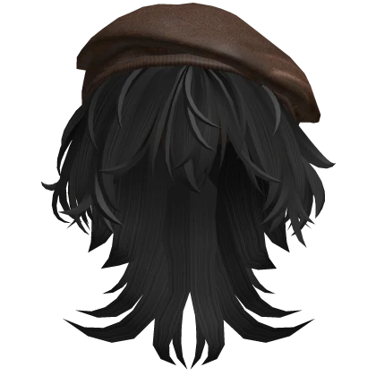 Dark Academia Black Hair w/ Beret | Roblox Item - Rolimon's