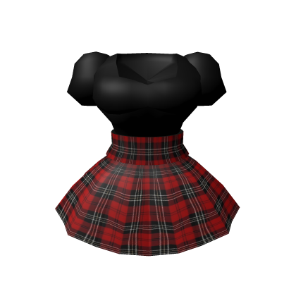 Muñeca Chibi - Crop Top de cuello cuadrado negro con falda - Roblox