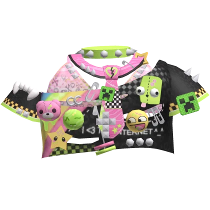 Green Scene Rainbow Y2K Spiked Media Clutter Shirt | Roblox Item ...