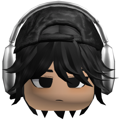 Rahatsız Edilmiş Emo Boy w Cap + Kulaklık Siyah - Roblox