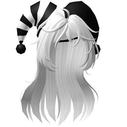 Black and White Jester Cap with White Messy Hair | Roblox Item - Rolimon's
