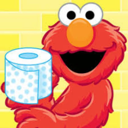 Elmo holding toilet paper