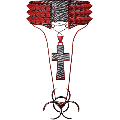 Zebra Red Y2K Cyber 2000s Scene Cross Necklace | Roblox Item - Rolimon's