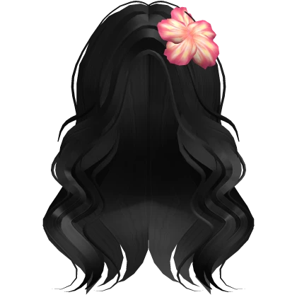 long beachy summer waves w/ pink flower -black | Roblox Item - Rolimon's