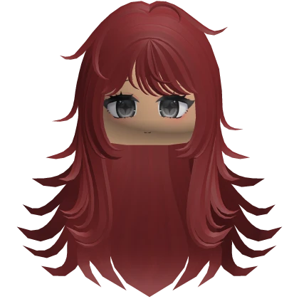 Wispy Messy Long Red Hair W/ Chibi Face | Roblox Item - Rolimon's