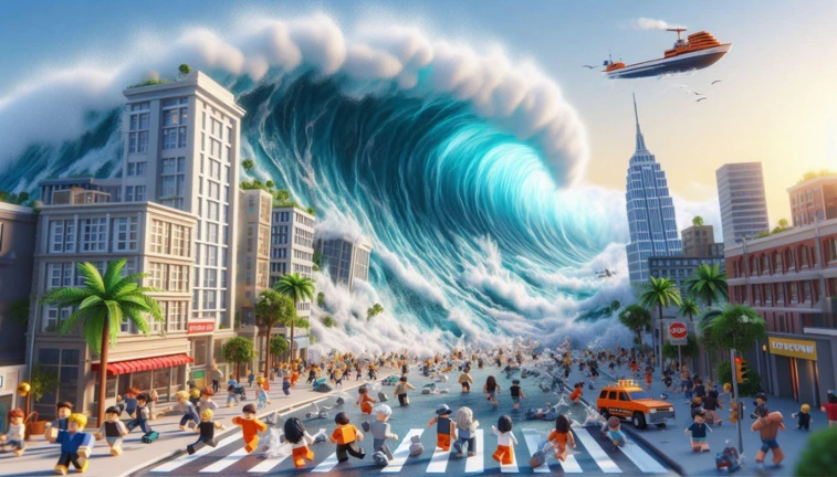 [NUEVO!] Tsunami En Una Carretera - Roblox