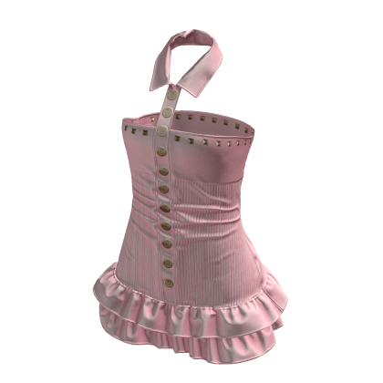 Mini Vestido de Cuello de Gal (Rosa) - Roblox
