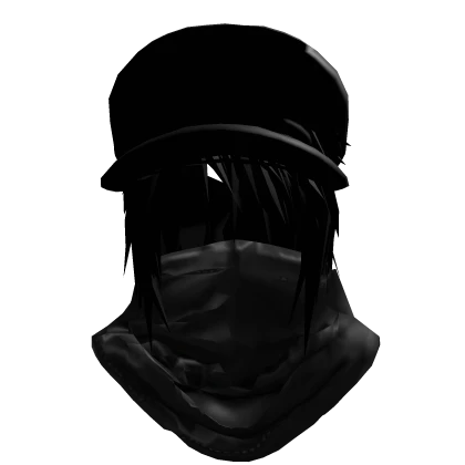 Vkei Black Messy Hair Hat with Mask Dashie | Roblox Item - Rolimon's