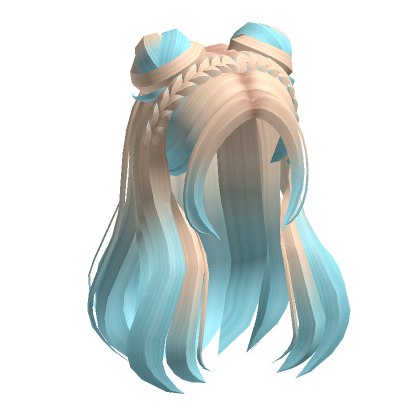 Preppy Braided Hair Half up Buns Cotton Candy | Roblox Item - Rolimon's