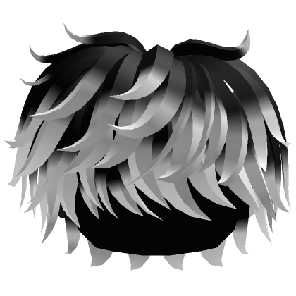 Rambut Hitam Putih Fluffy Berantakan - Roblox