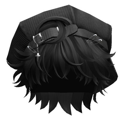 Rambut Berantakan dengan Topi Punk(Hitam) - Roblox