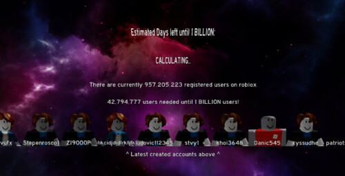Countdown to 1 billion roblox users - Roblox