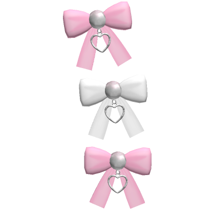 pink white heart pearl small ribbon hairclips | Roblox Item - Rolimon's