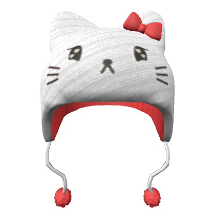 cute knit kitty bow kawaii beanie red | Roblox Item - Rolimon's