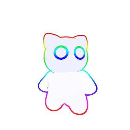 2D Cute Neon Rainbow Mini Cat