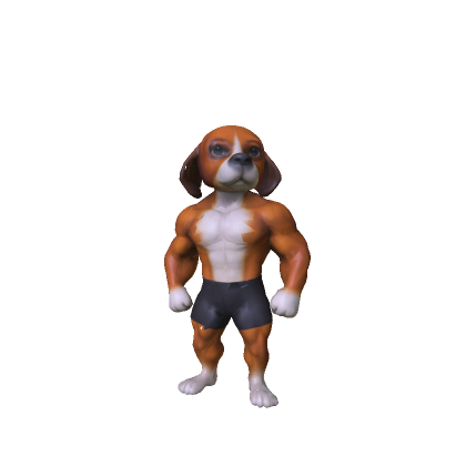 Realistic Buff Muscle Beagle Dog Animal