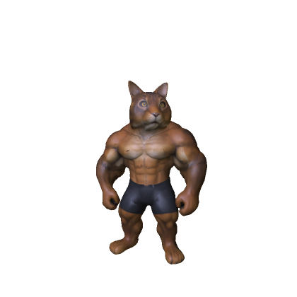 Realistic Buff Muscle Cat Animal