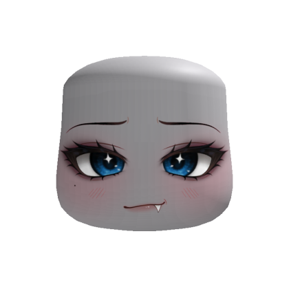 Cute Fang Smirk in Blue (Recolorable)