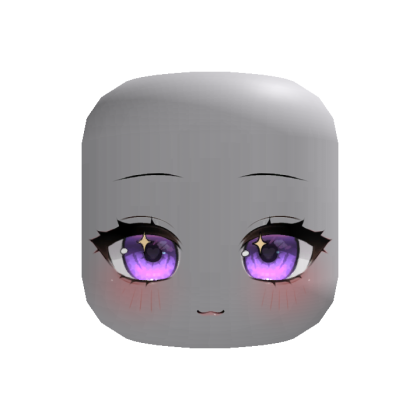 purple kawaii glowing anime face (recolorable)