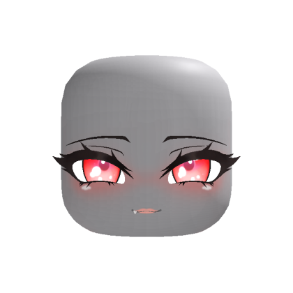 Chibi Blushing Cute Snaggle Tooth Cat Face - Red