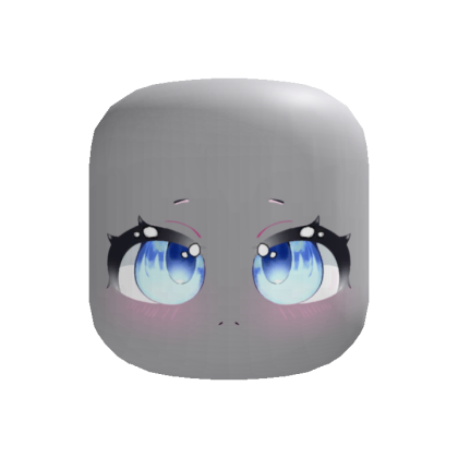 Kawaii Anime Chibi Blue Eyes Face (Recolorable)