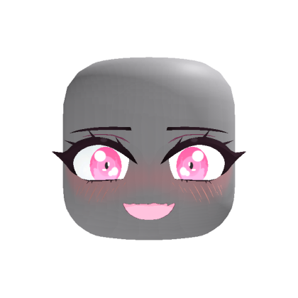 Animated 3d Pink Chibi Super Nervous Happy Face