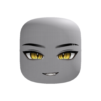 yellow fanged smirk anime boy face (recolorable)