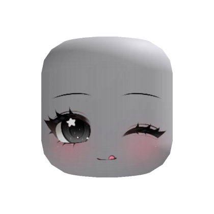 kawaii star yum chibi wink face (recolorable)