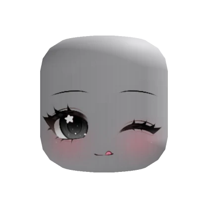 kawaii star yum chibi wink face (recolorable)
