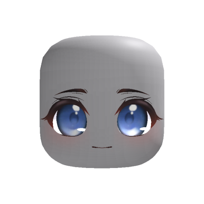 Cute Happy Anime Girl Face - Blue
