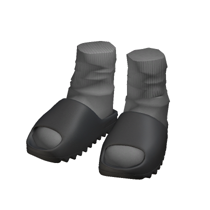 Black Slides with Gray Socks