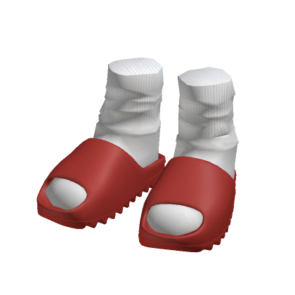 Red Slides with White Socks