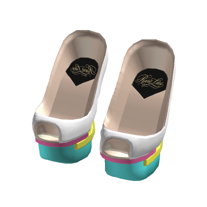 2010s Triple Platform Heels in White Multicolor