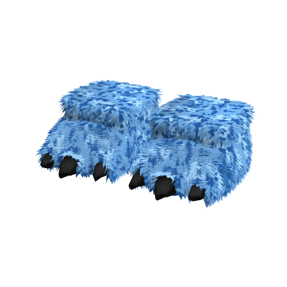 fluffy blue camo monster fur claw slippers