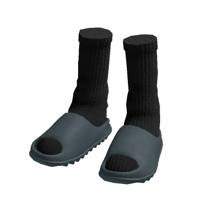 Black Yeezi Slides / Sliders with Socks