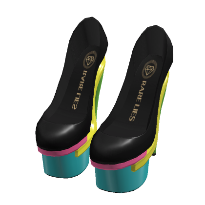 2010s Triple Platform Heels in Black Multicolor