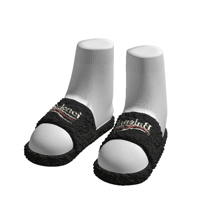 Balenci Fur Slides (Black)
