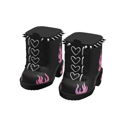 Gothic emo boots [Black/Light pink]