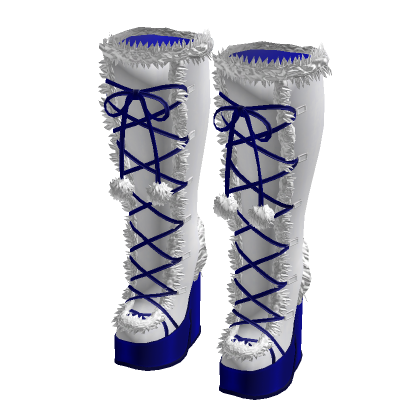 Fluffy Winter Platforms White Navy (It Girl)