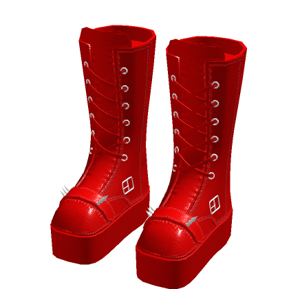 Red Leather Spike Boots