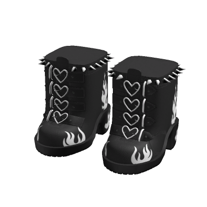 Botas emo góticas [chama preta/branca]