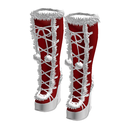 Fluffy Winter Platforms Red White (It Girl)