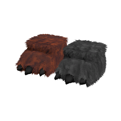 red and black monster fur claw slippers