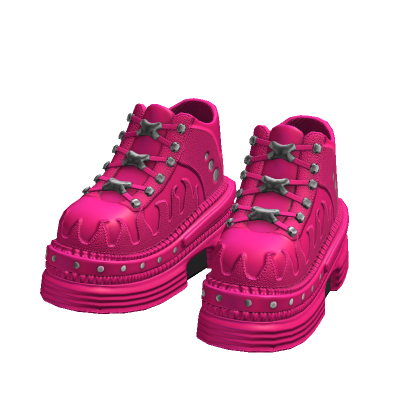 Hot Pink Punk Retro Platform Shoes