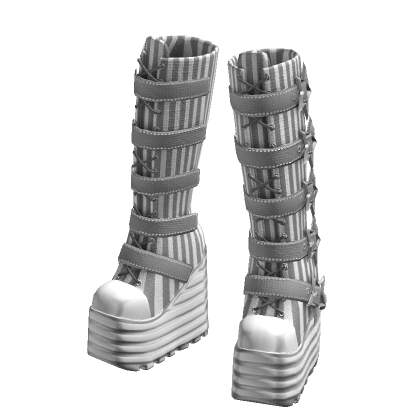 Grey Striped Platform Boots