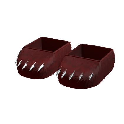 Monster Slippers Dark Red Fuzzy Fur Feet Slides