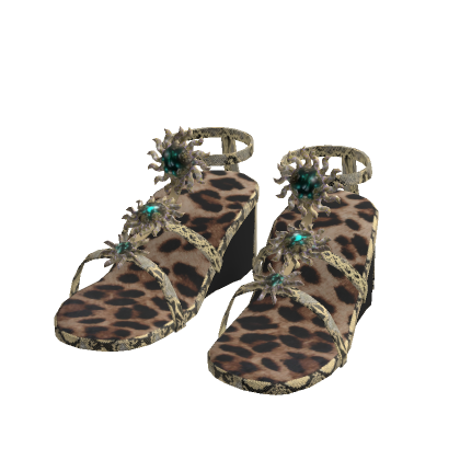Leopard gem sandal heels