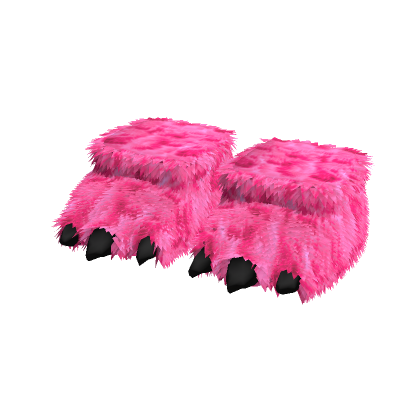 fluffy pink monster fur claw slippers