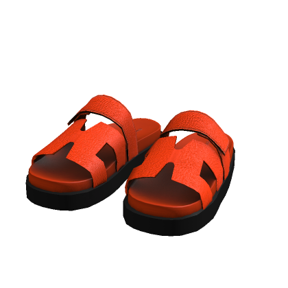 Orange Leather Slides